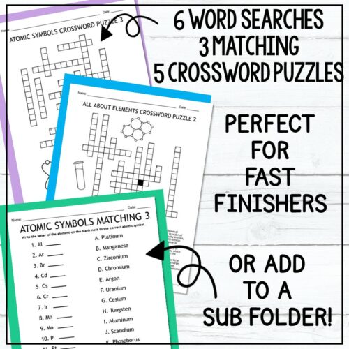 Periodic Table Word Search | Science Fun Pages | Element Crossword ...
