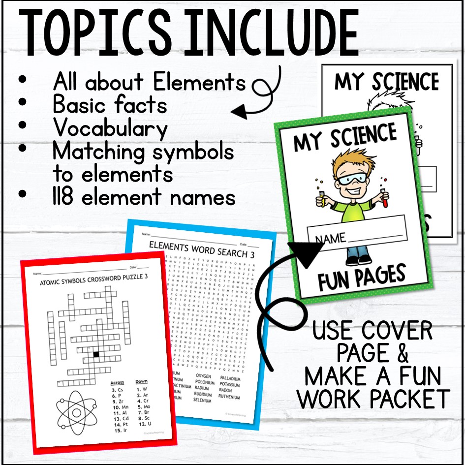 Periodic Table Word Search | Science Fun Pages | Element Crossword ...