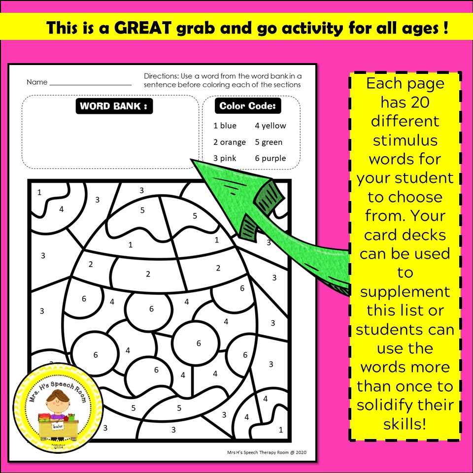 Easter Color by Code Speech Therapy | Made By Teachers