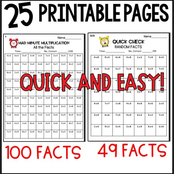 Math Facts Fluency | Mad Minutes | Timed Multiplication Tests | Made By ...
