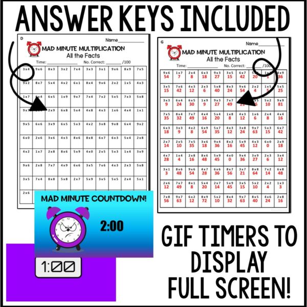 Math Facts Fluency | Mad Minutes | Timed Multiplication Tests | Made By ...