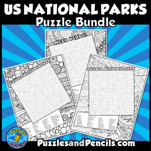 US National Parks Word Search Puzzle BUNDLE (part 2) | 10 National Park ...