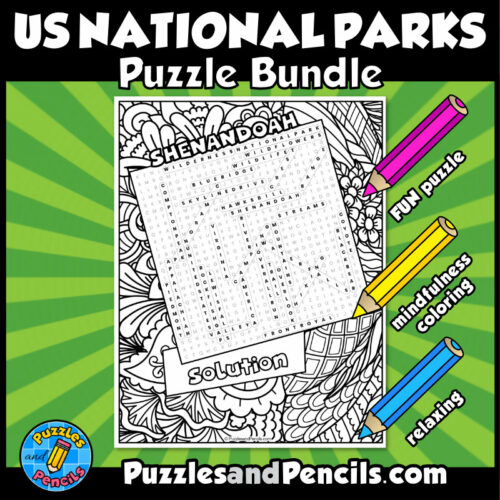 US National Parks Word Search Puzzle BUNDLE (part 2) | 10 National Park ...