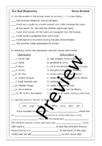 Lemony Snicket "The Bad Beginning" worksheets | Made By Teachers