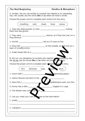 Lemony Snicket "The Bad Beginning" worksheets | Made By Teachers