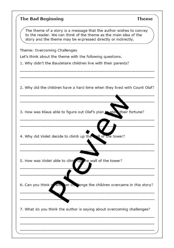 Lemony Snicket "The Bad Beginning" worksheets | Made By Teachers