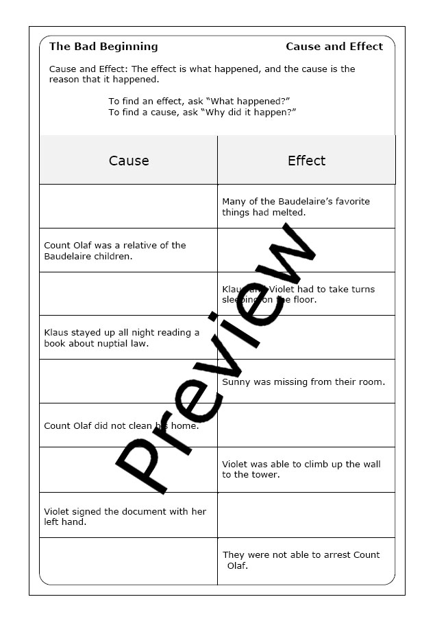 Lemony Snicket "The Bad Beginning" worksheets | Made By Teachers