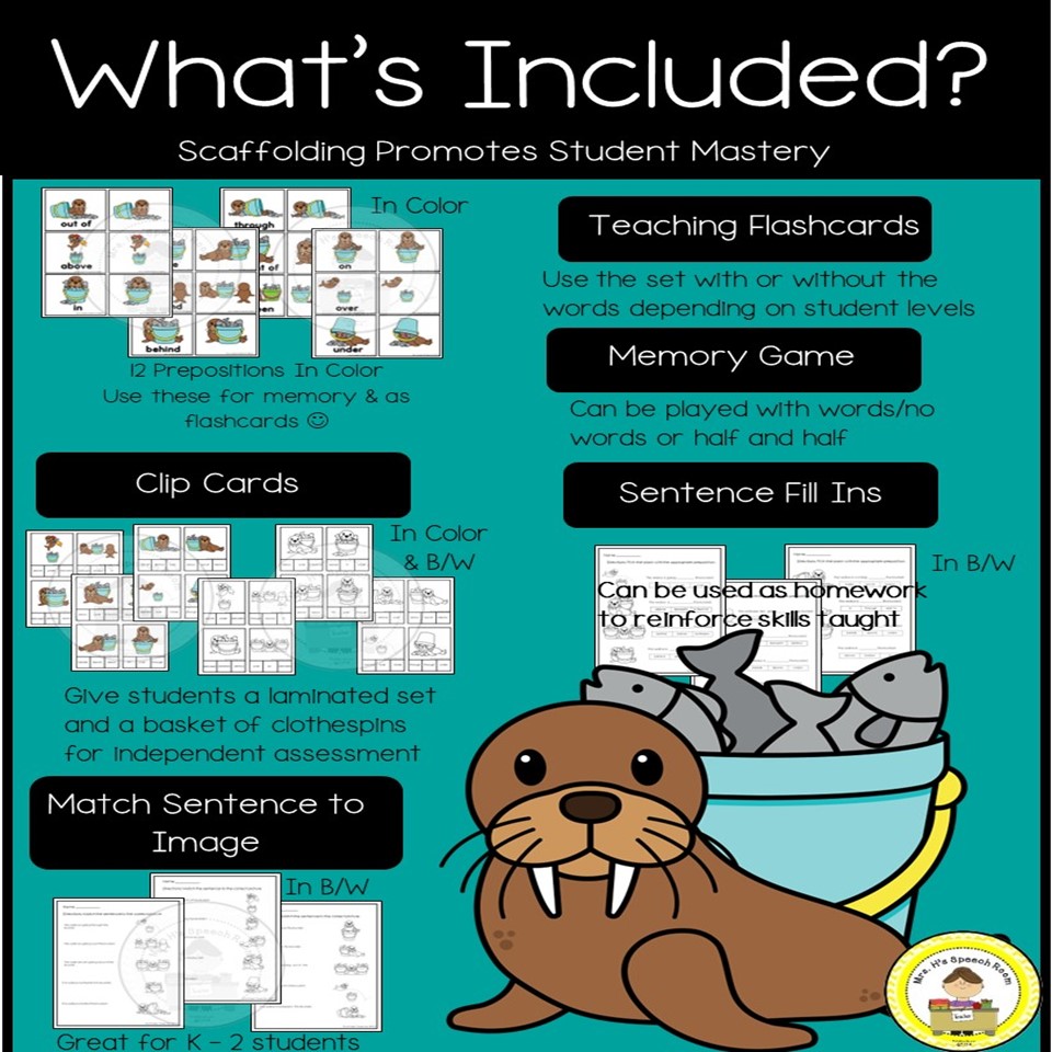 Prepositions and Positional Concepts Walrus Themed | Made By Teachers