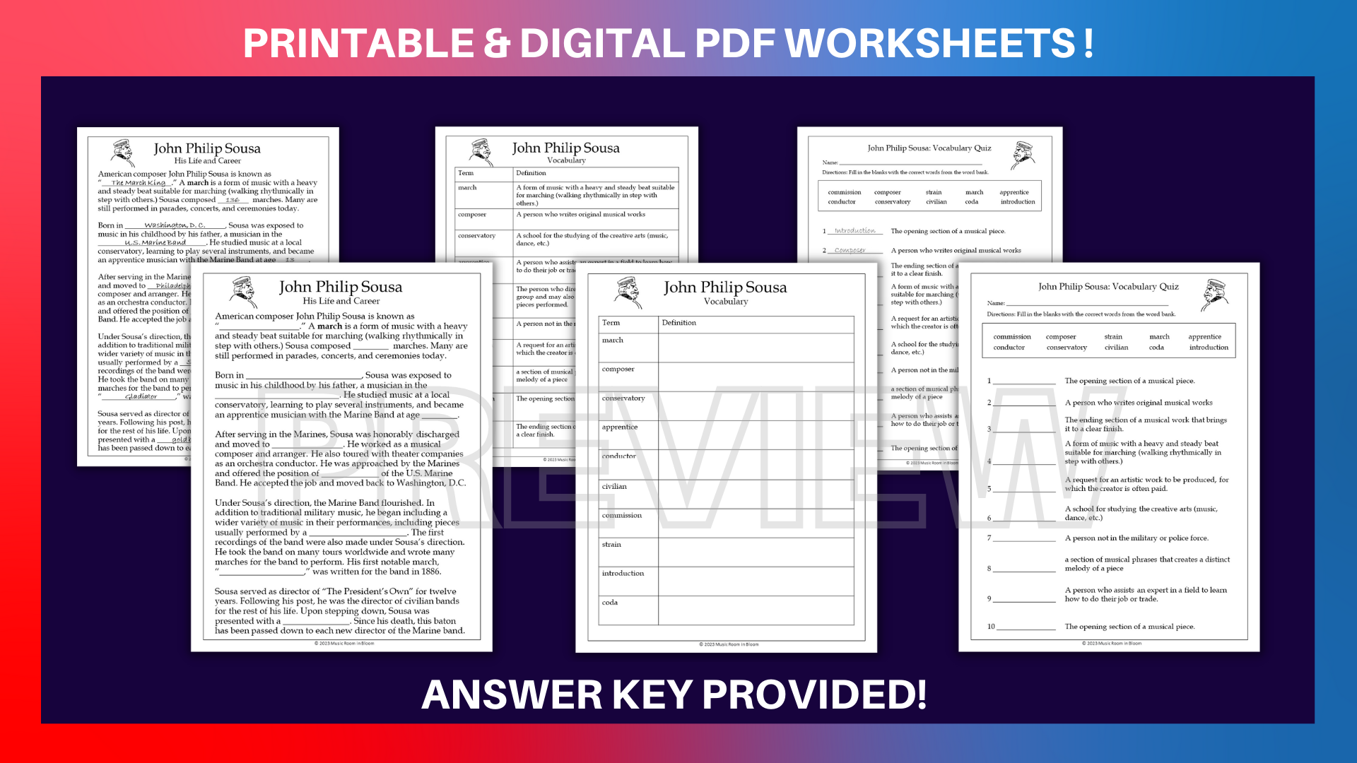 JOHN PHILIP SOUSA BIOGRAPHY a Middle School General Music Lesson | Made ...