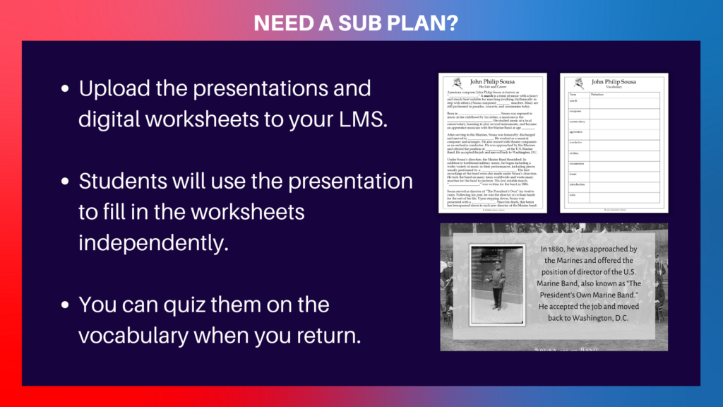 JOHN PHILIP SOUSA BIOGRAPHY a Middle School General Music Lesson | Made ...