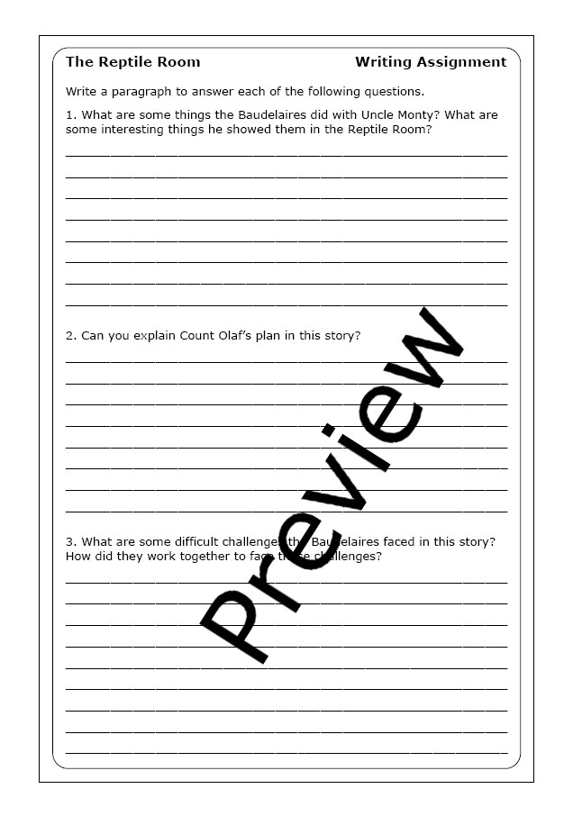 Lemony Snicket "The Reptile Room" worksheets | Made By Teachers