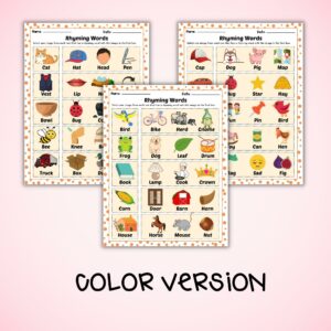 Rhyming Words Worksheets Kindergartners | National Poetry Month April ...