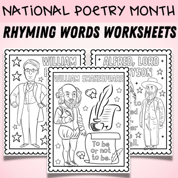 Famous Poets Coloring Pages | April National Poetry Month Coloring ...