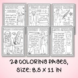 Famous Poets Coloring Pages | April National Poetry Month Coloring ...