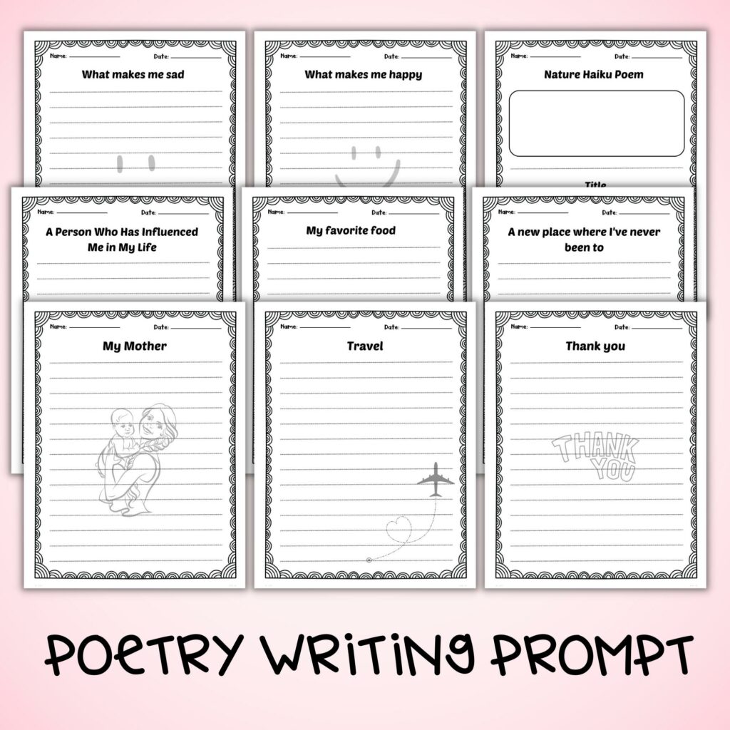 30 Poem-a-Day Challenge Templates | National Poetry Month Worksheets ...