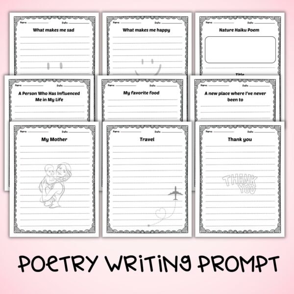 30 Poem-a-Day Challenge Templates | National Poetry Month Worksheets ...