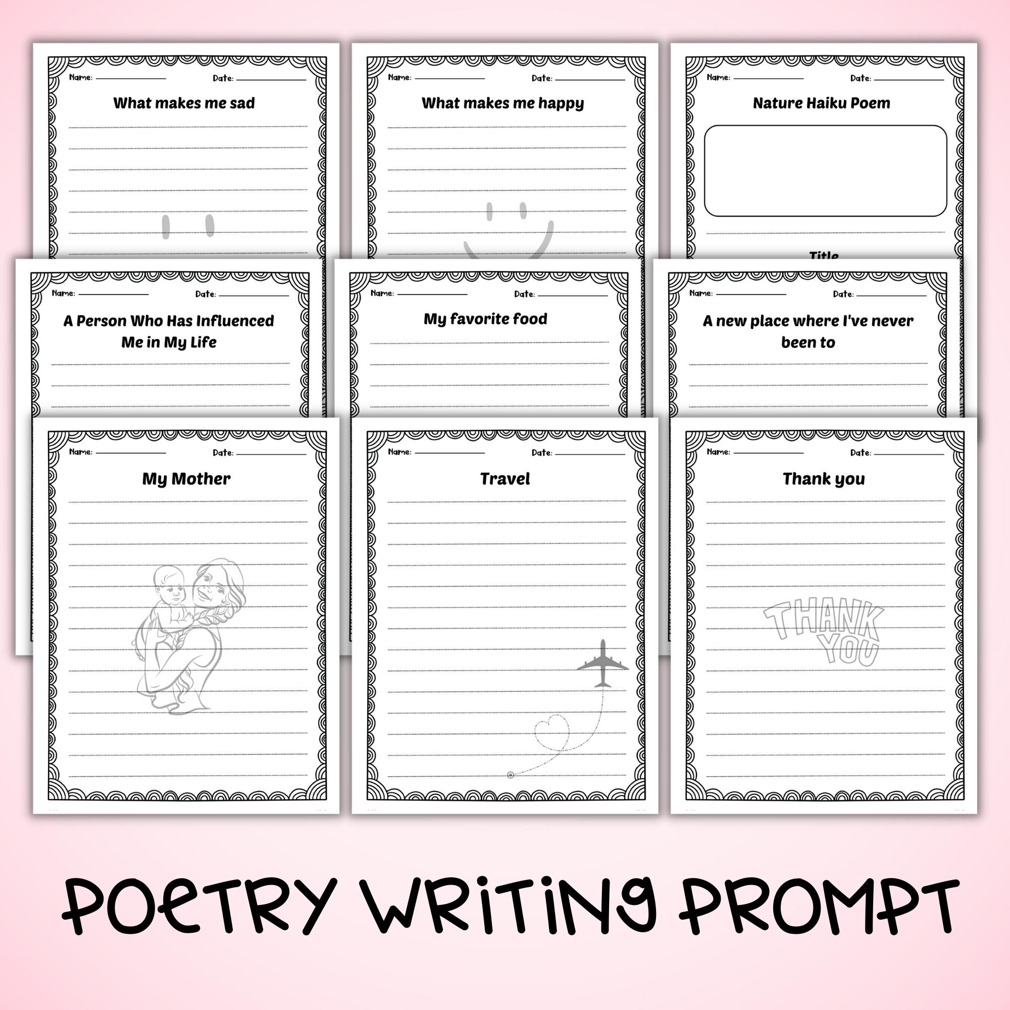30 Poem-a-Day Challenge Templates | National Poetry Month Worksheets ...