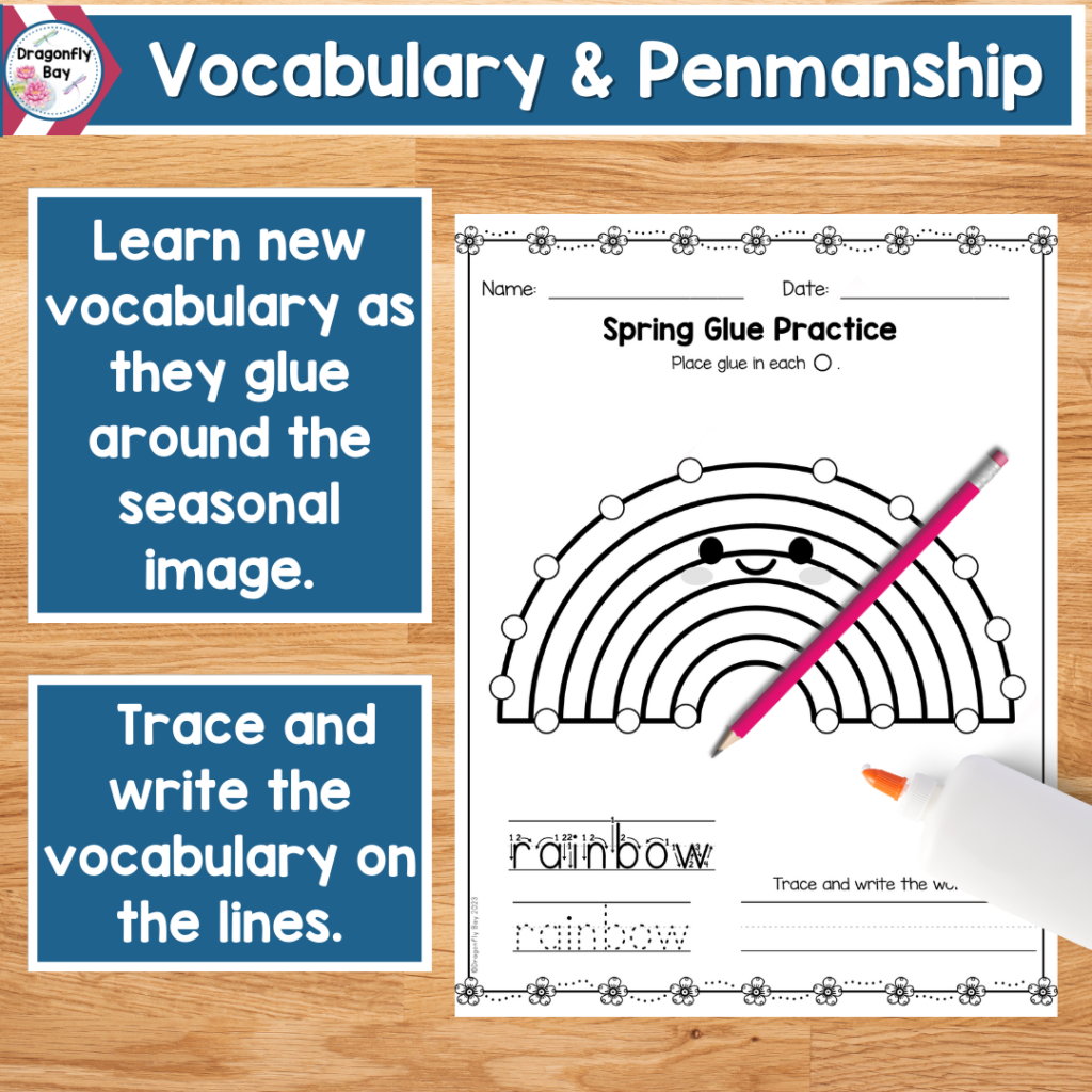 Spring Fine Motor Glue Practice and Tracing Vocabulary | Made By Teachers