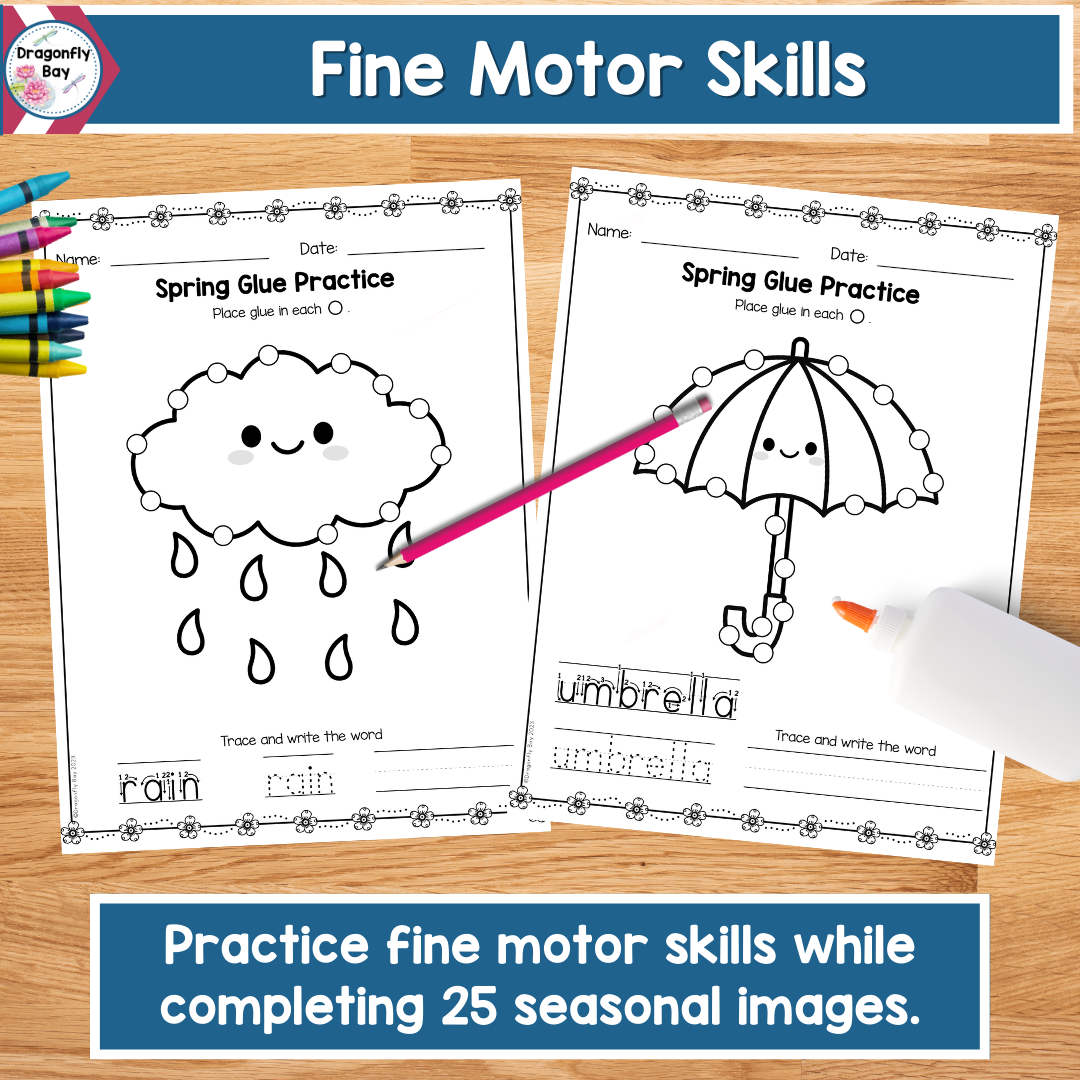 Spring Fine Motor Glue Practice and Tracing Vocabulary | Made By Teachers