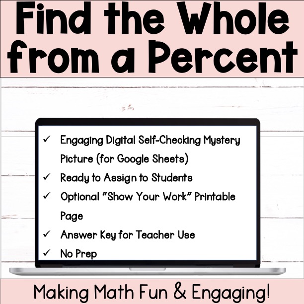Find the Whole from a Percent - Percent Proportions Self-Checking ...