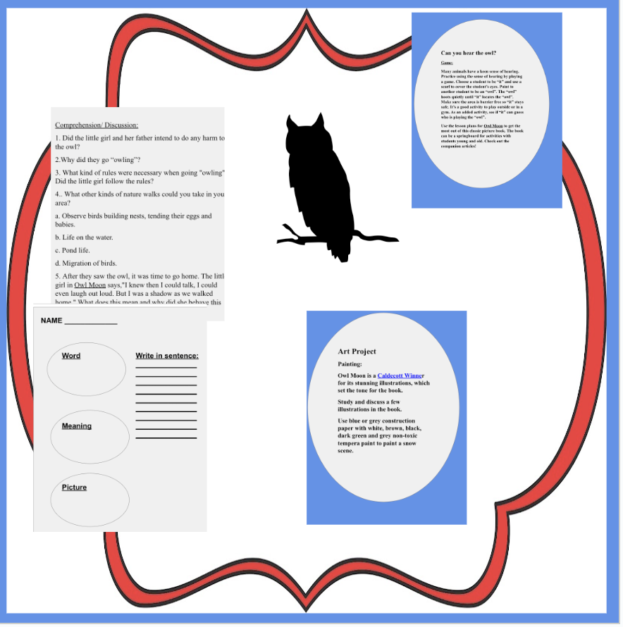 OWL MOON BY JANE YOLEN READING & INTERDISCIPLINARY UNIT | Made By Teachers