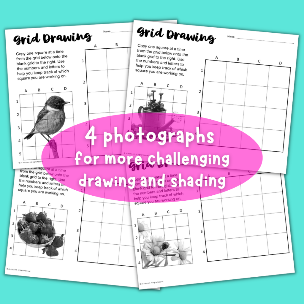 Spring Grid Drawing Worksheets - Flowers, Birds, Bugs Grid Method Art ...