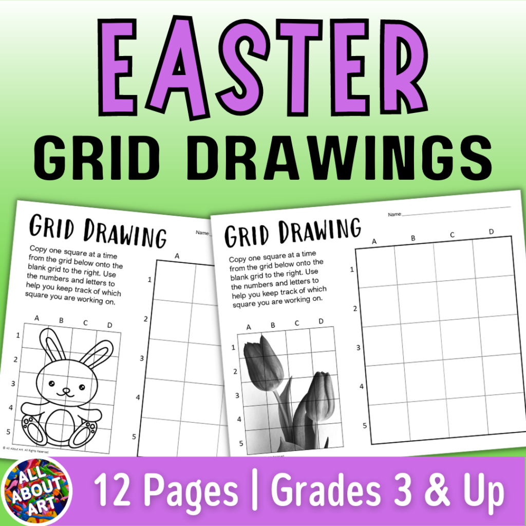 Easter Grid Drawing Worksheets - Bunnies, Chicks, Eggs - Grid Method ...