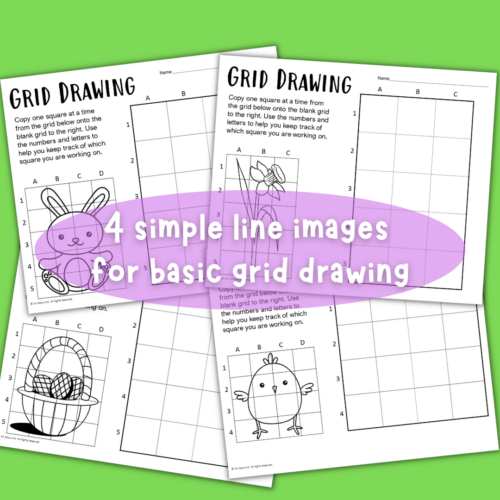 Easter Grid Drawing Worksheets - Bunnies, Chicks, Eggs - Grid Method ...