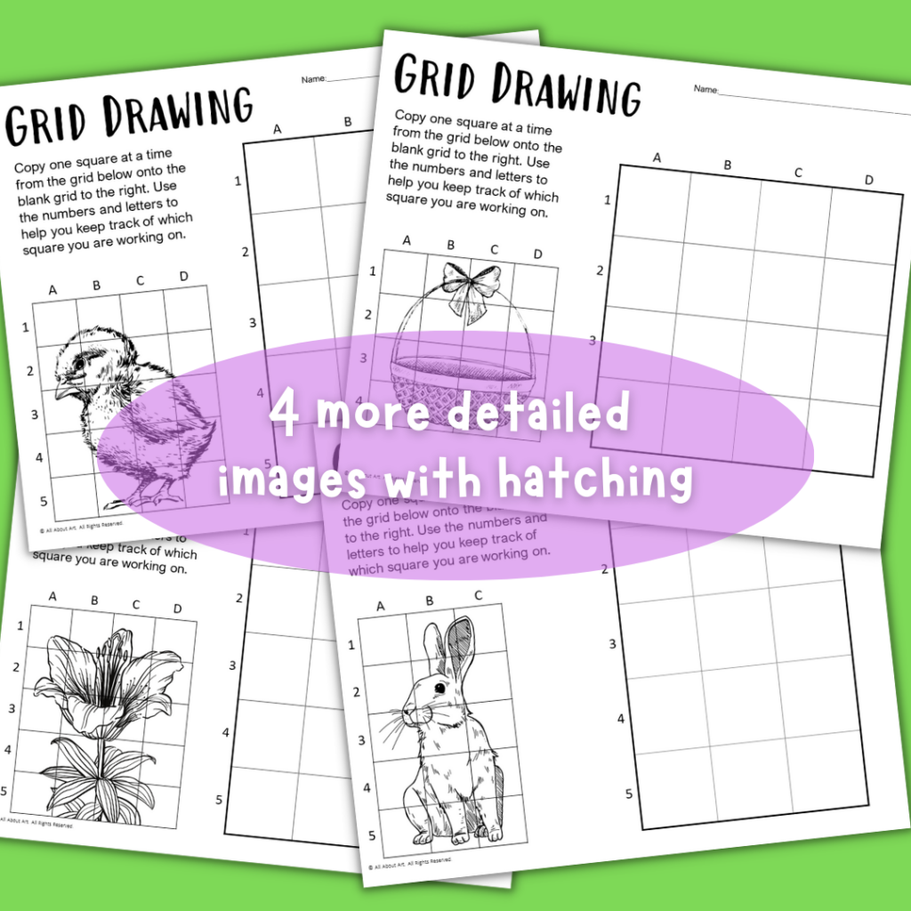 Easter Grid Drawing Worksheets - Bunnies, Chicks, Eggs - Grid Method ...