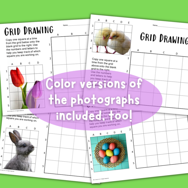 Easter Grid Drawing Worksheets - Bunnies, Chicks, Eggs - Grid Method ...