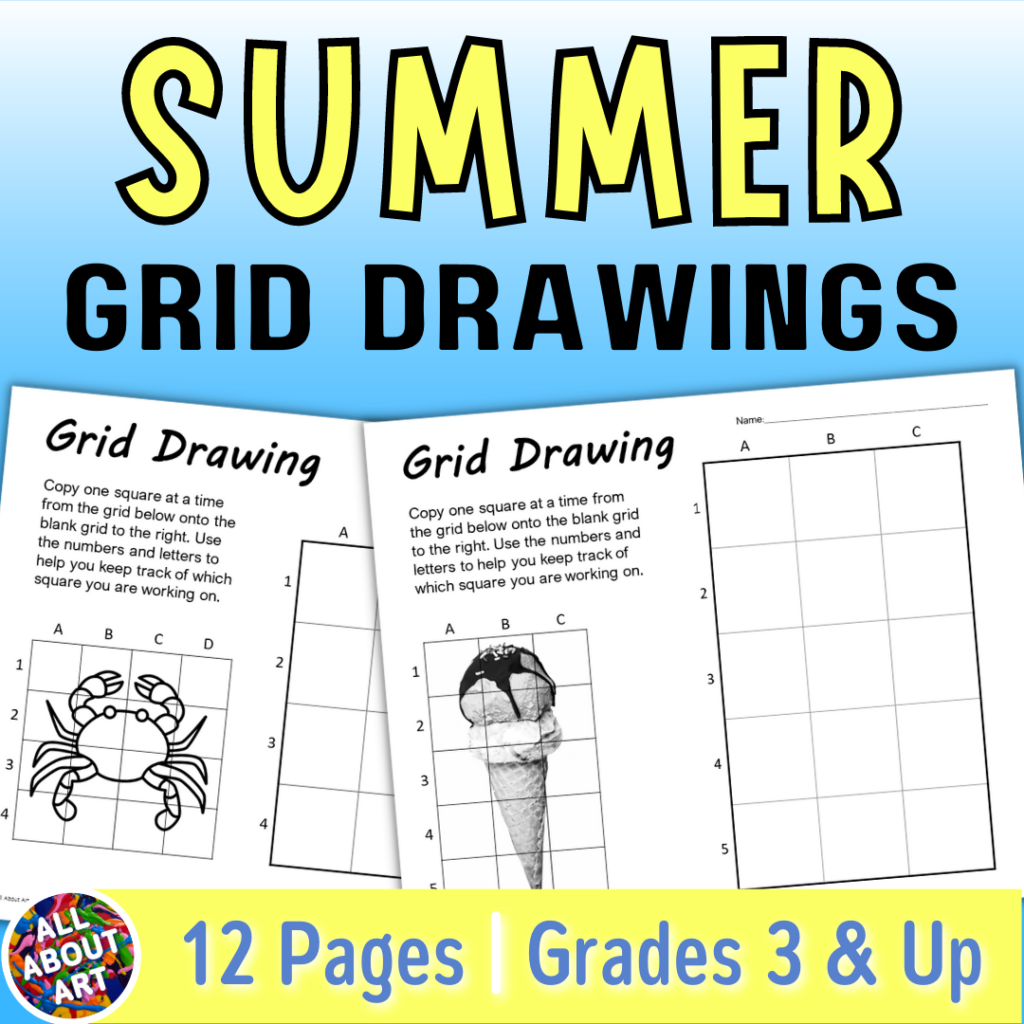 Summer Grid Drawing Worksheets - End of Year Grid Method Art Activities ...