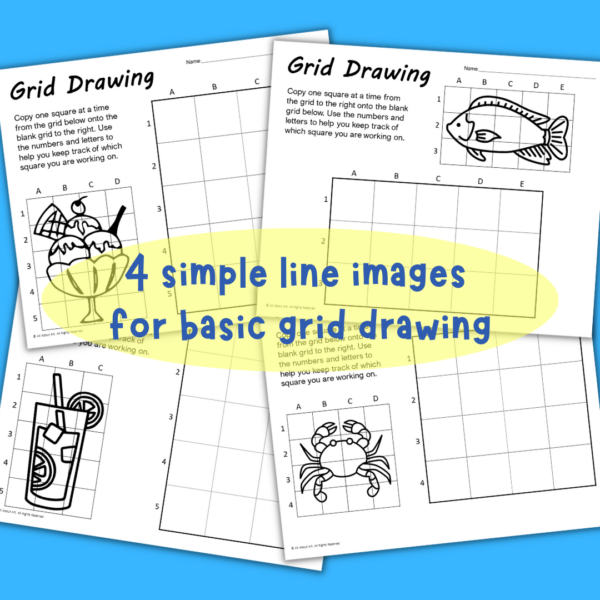 Summer Grid Drawing Worksheets - End of Year Grid Method Art Activities ...