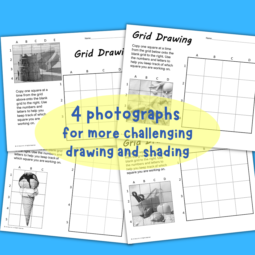Summer Grid Drawing Worksheets - End of Year Grid Method Art Activities ...