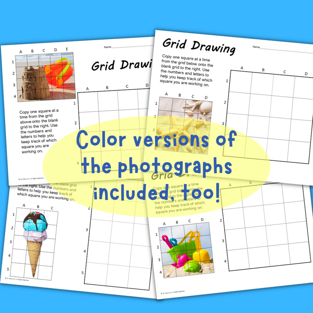 Summer Grid Drawing Worksheets - End of Year Grid Method Art Activities ...