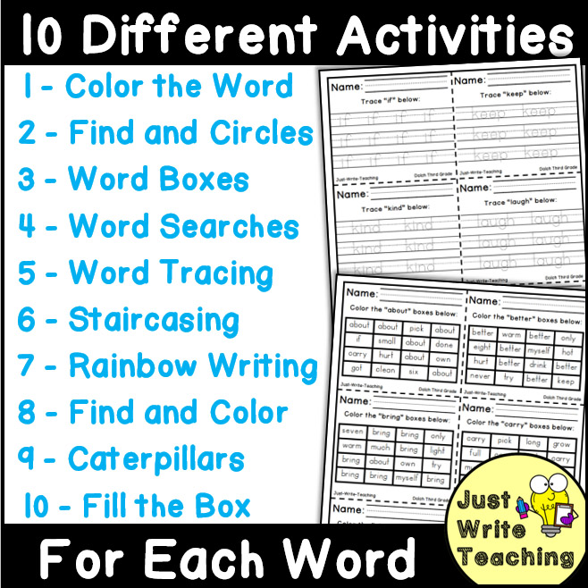 Third Grade Sight Word Task Cards | Made By Teachers