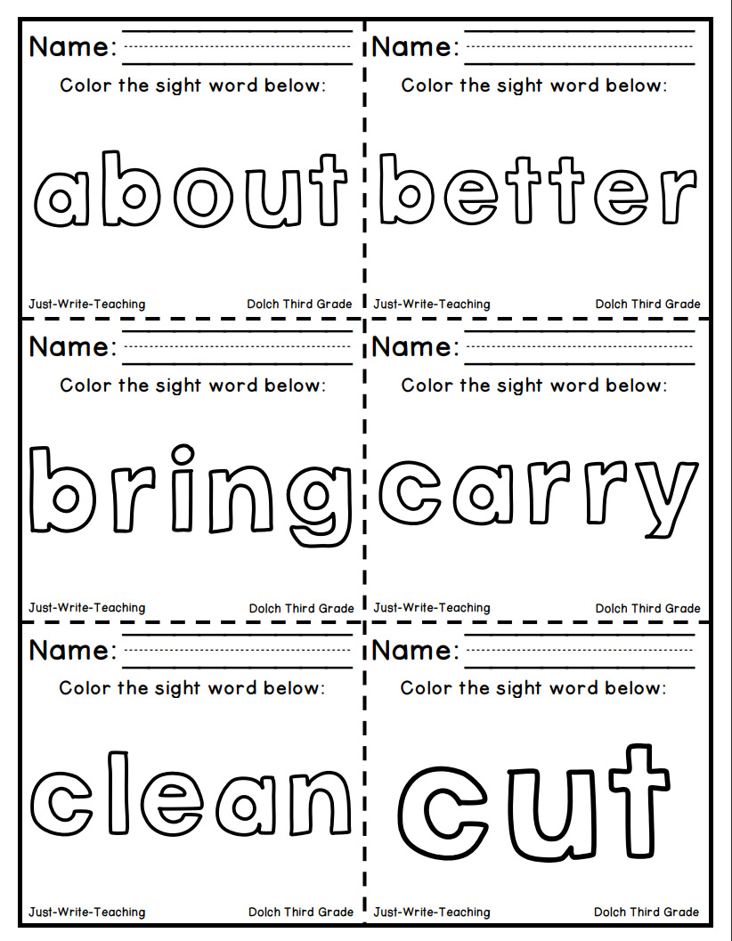 Third Grade Sight Word Task Cards | Made By Teachers
