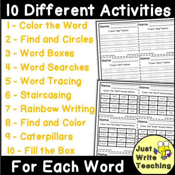 Dolch Nouns List Sight Word Task Cards | Made By Teachers