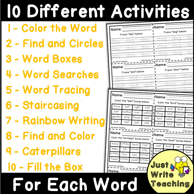 Dolch Nouns List Sight Word Task Cards | Made By Teachers