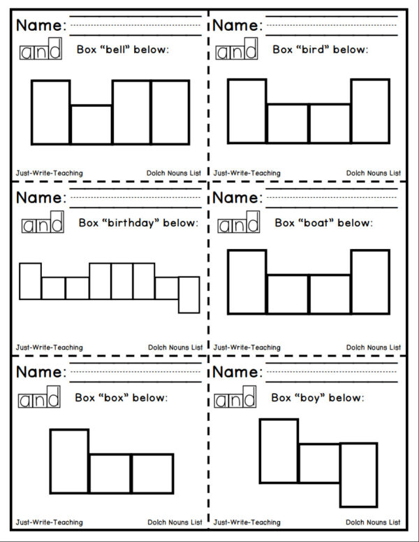 Dolch Nouns List Sight Word Task Cards | Made By Teachers