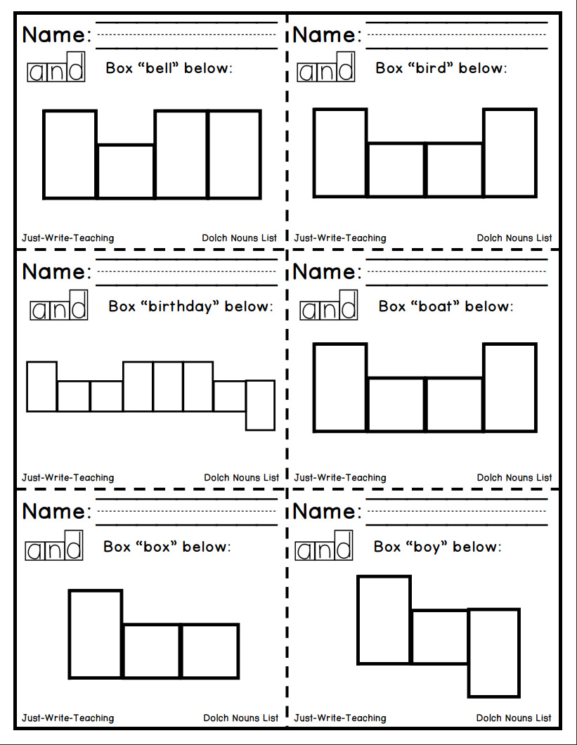 Dolch Nouns List Sight Word Task Cards | Made By Teachers