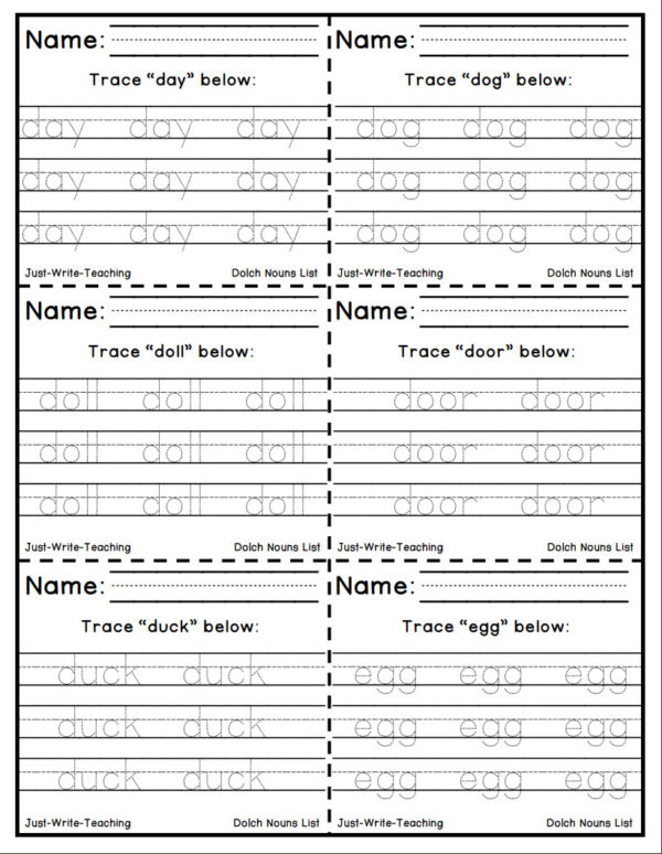 Dolch Nouns List Sight Word Task Cards | Made By Teachers