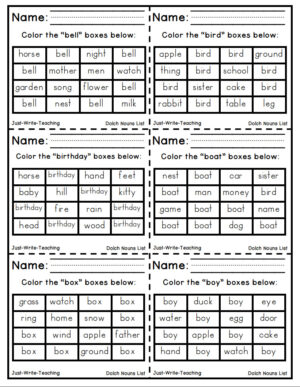 Dolch Nouns List Sight Word Task Cards | Made By Teachers