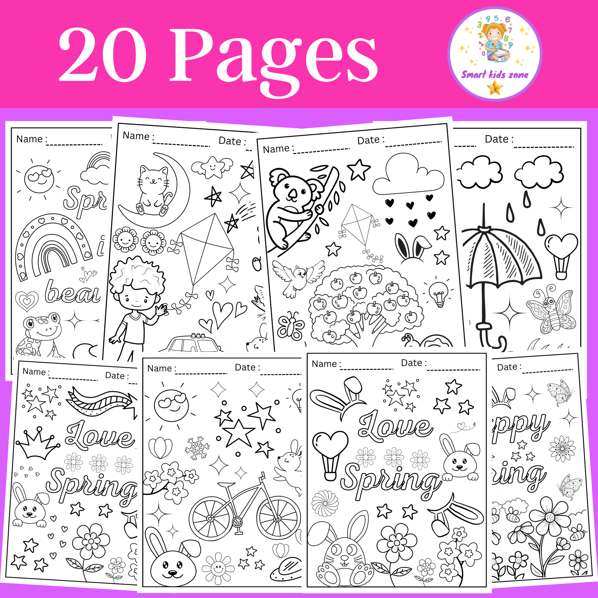 Fun SPRING Coloring Pages | First Day Of Spring Coloring Pages | Easter ...