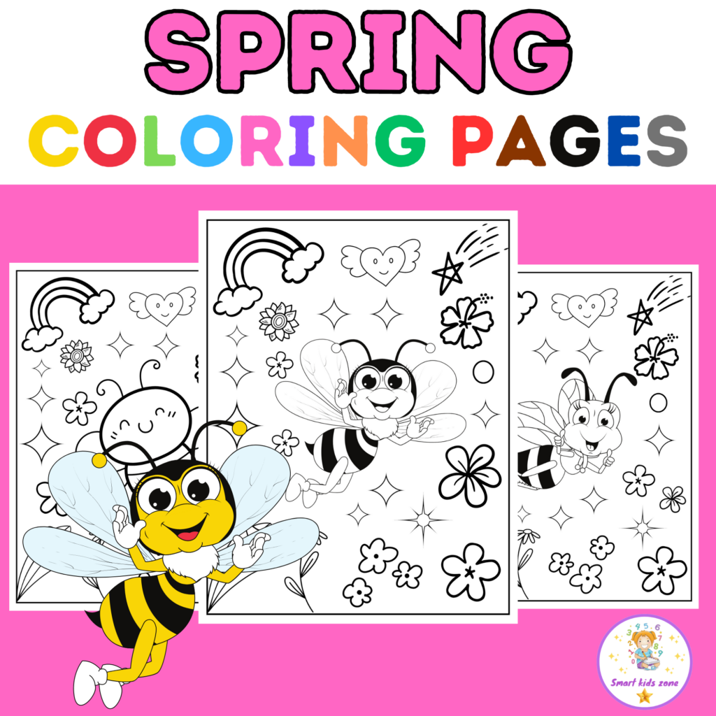 Spring Coloring Pages for Kids | Buzzy Bees of Spring | Spring Coloring ...