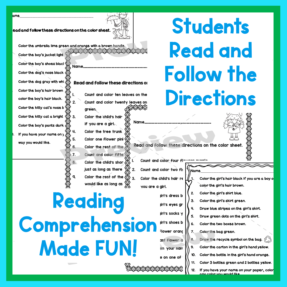 Read and Color to Follow Directions - April | Made By Teachers