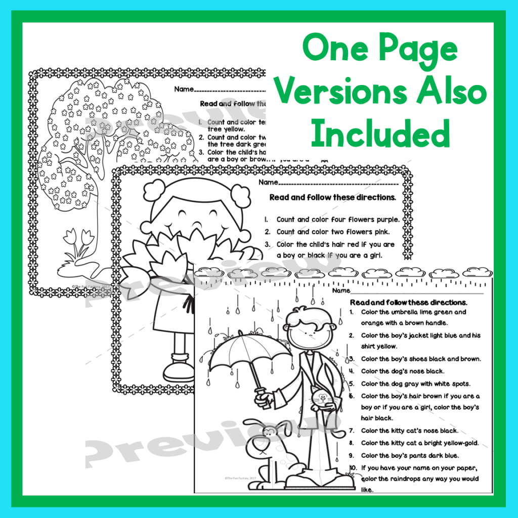 Read and Color to Follow Directions - April | Made By Teachers
