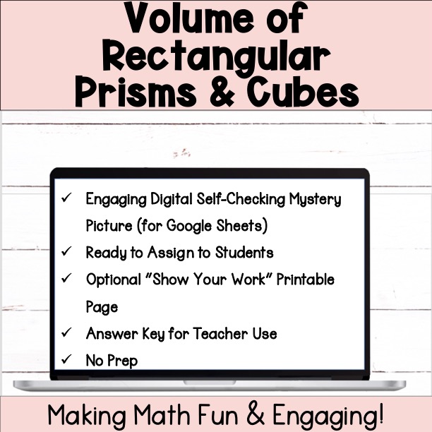 Volume of Rectangular Prisms & Cubes Self-Checking Digital Activity ...