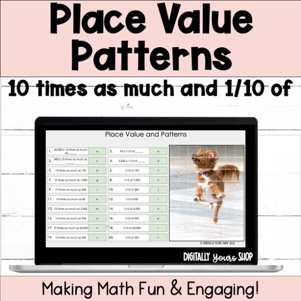 Place Value Patterns - 10 Times as Much as - 1/10 of - Self-Checking ...