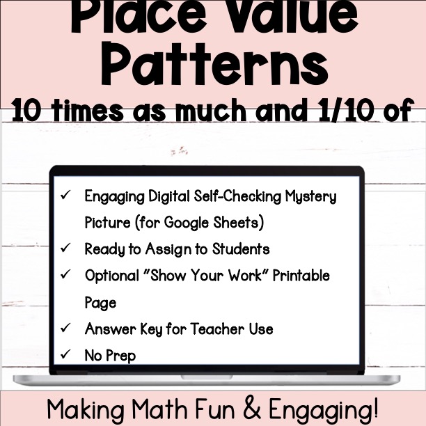 Place Value Patterns - 10 Times as Much as - 1/10 of - Self-Checking ...