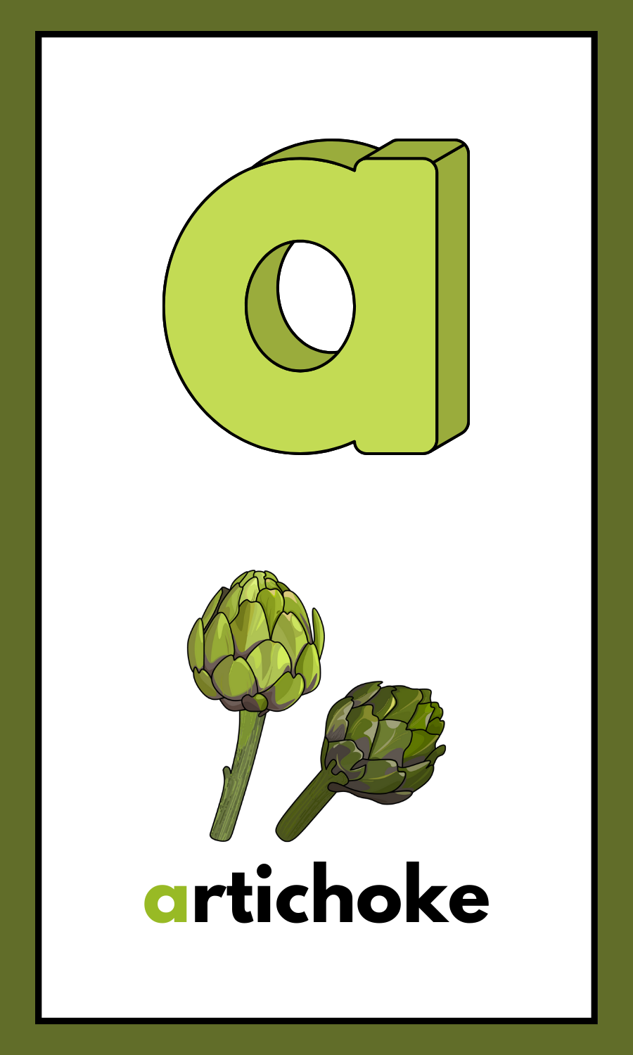 Engaging Lowercase Vegetables Alphabet Flashcards for Pre-K and K Early ...